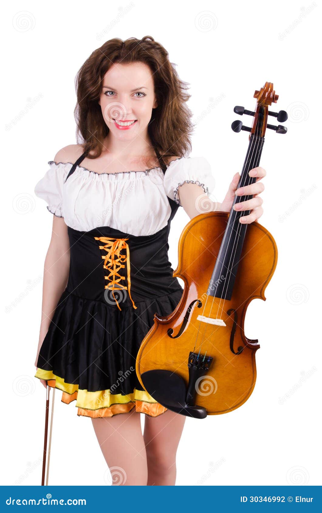 Woman with violin stock photo. Image of orchestra, music - 30346992