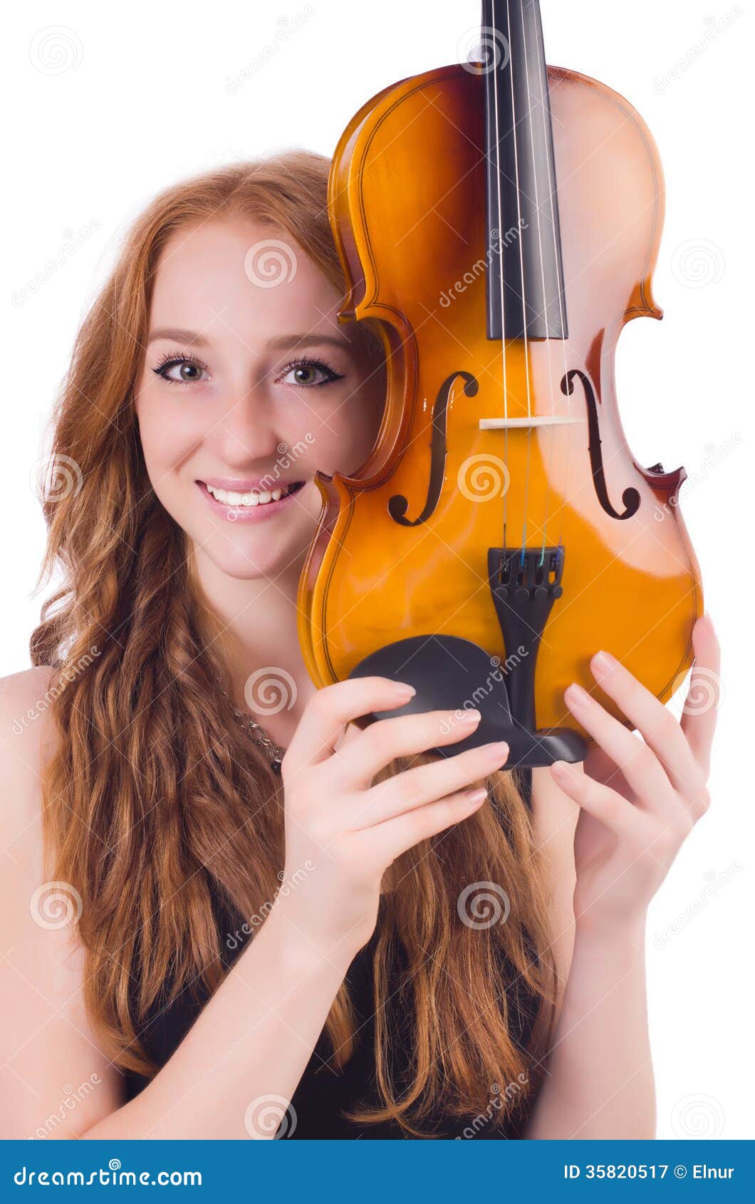 Woman with violin stock image. Image of caucasian, classic - 35820517