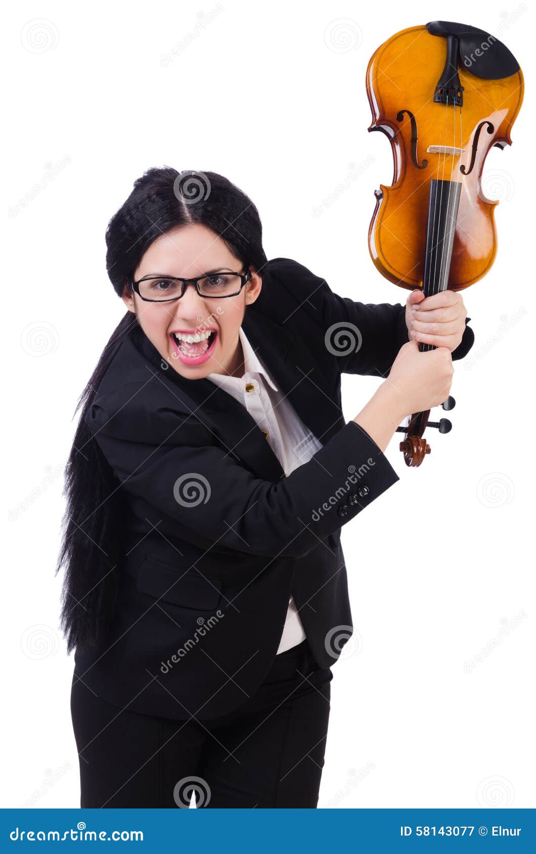 Woman with violin stock image. Image of angry, furious - 58143077