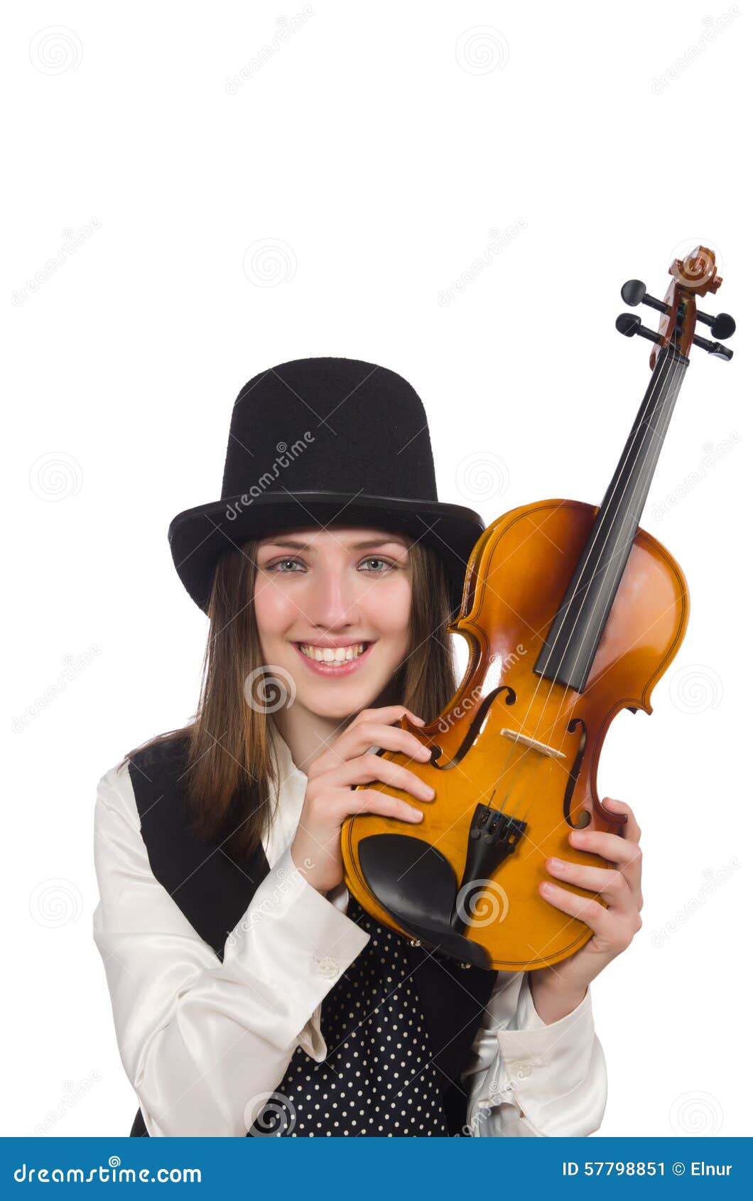 Woman Violin Player Isolated on White Stock Image - Image of ...