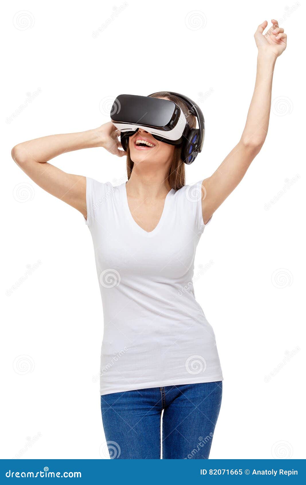 Woman with Virtual Reality Goggles Stock Image - Image of cyber ...