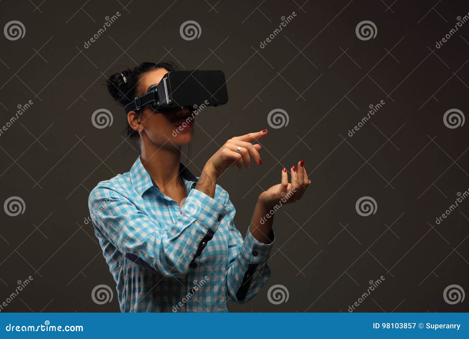 Woman in virtual reality stock image. Image of person - 98103857
