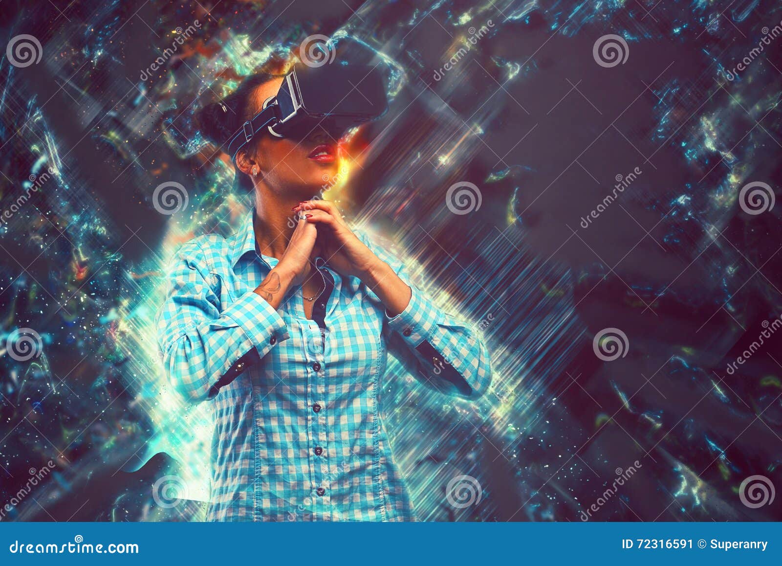 Woman in virtual reality stock image. Image of people - 72316591