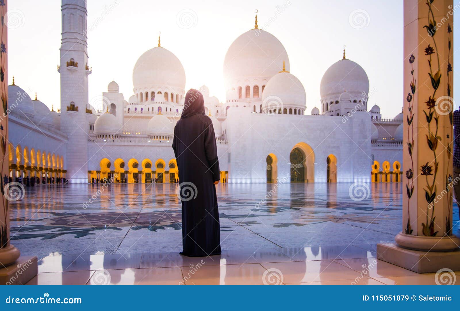 Woman at the Grand Mosque in Abu Dhabi Stock Image - Image of female ...