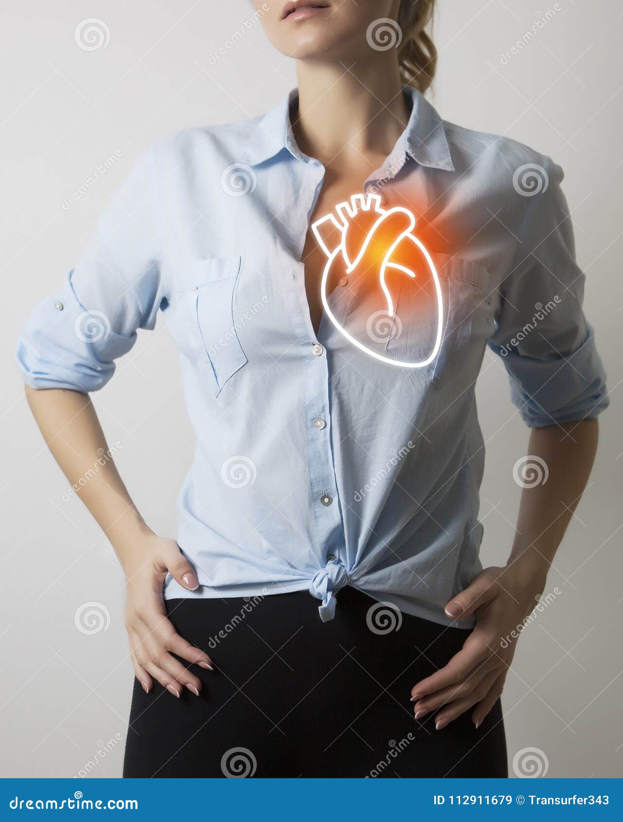 Woman With Visualisation Of Anatomy Heart Stock Image Image Of Doctor