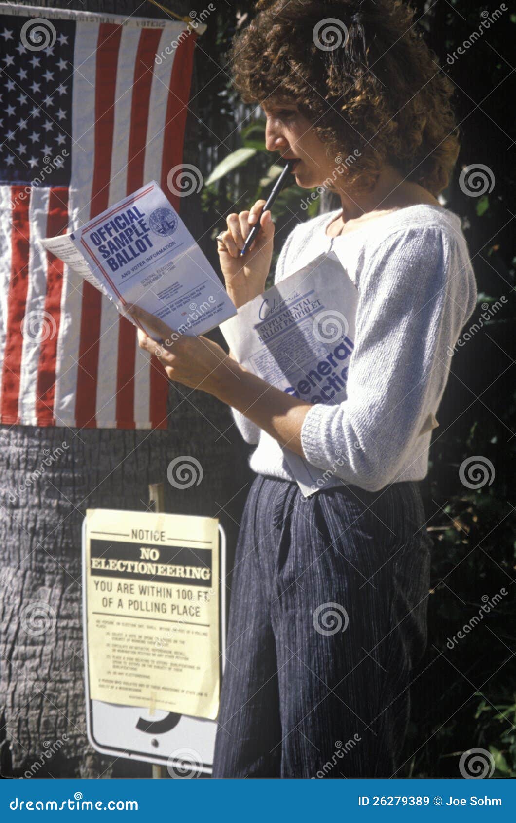 Woman Voter Reading Election Editorial Stock Image - Image of read ...