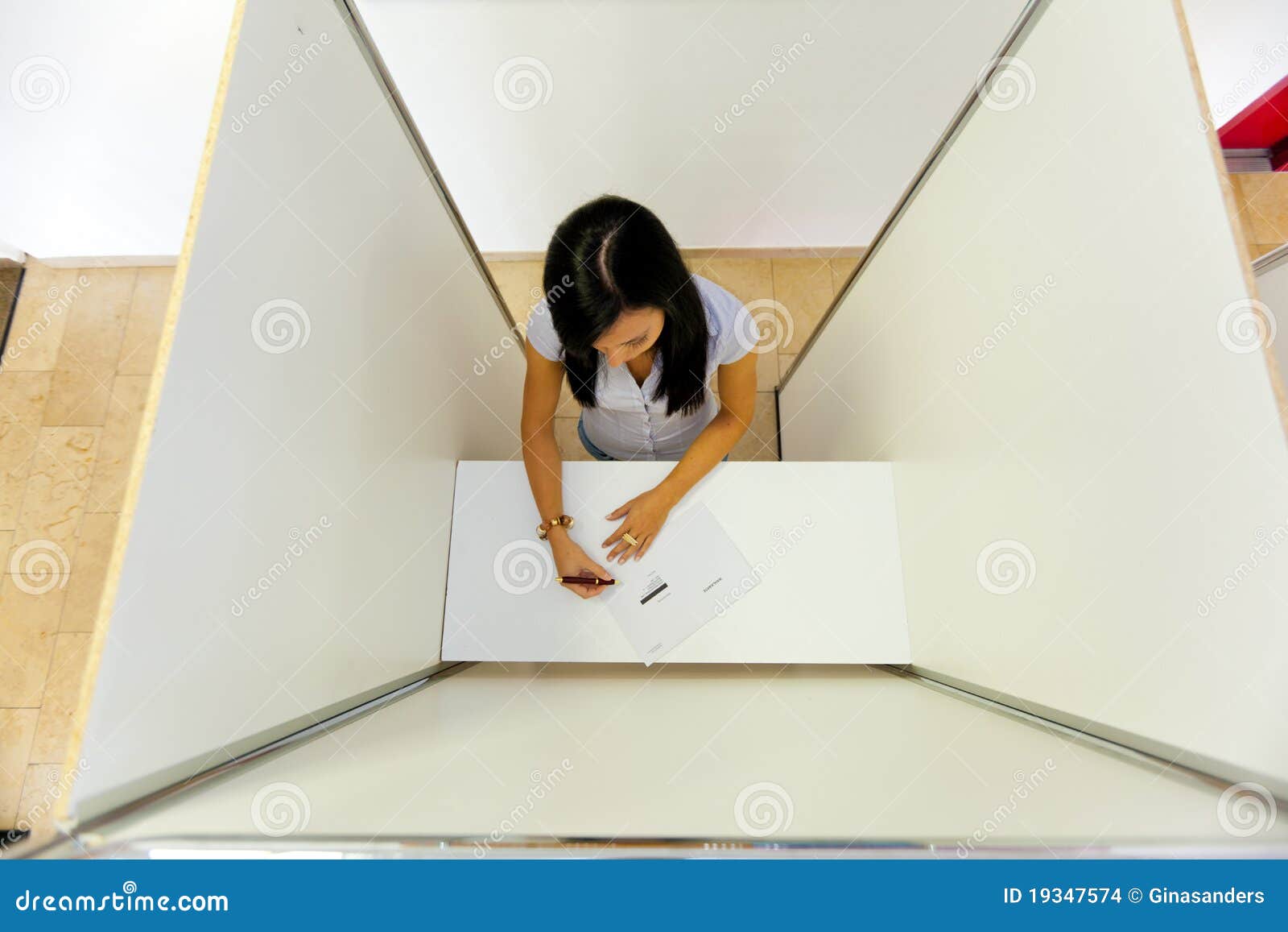 Woman in a voting booth stock photo. Image of council - 19347574
