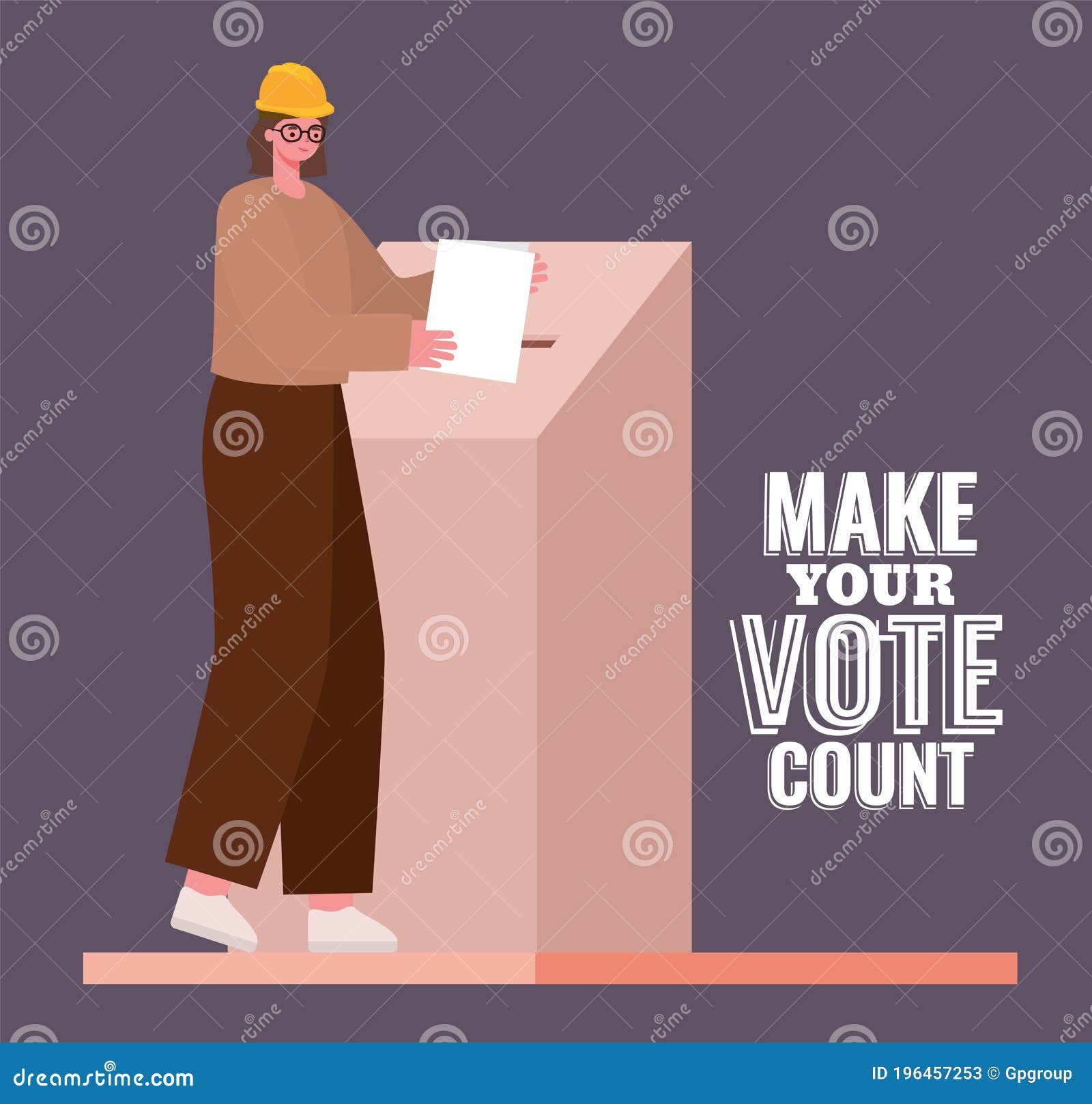 Woman and Voting Box with Make Your Vote Count Text Vector Design Stock ...