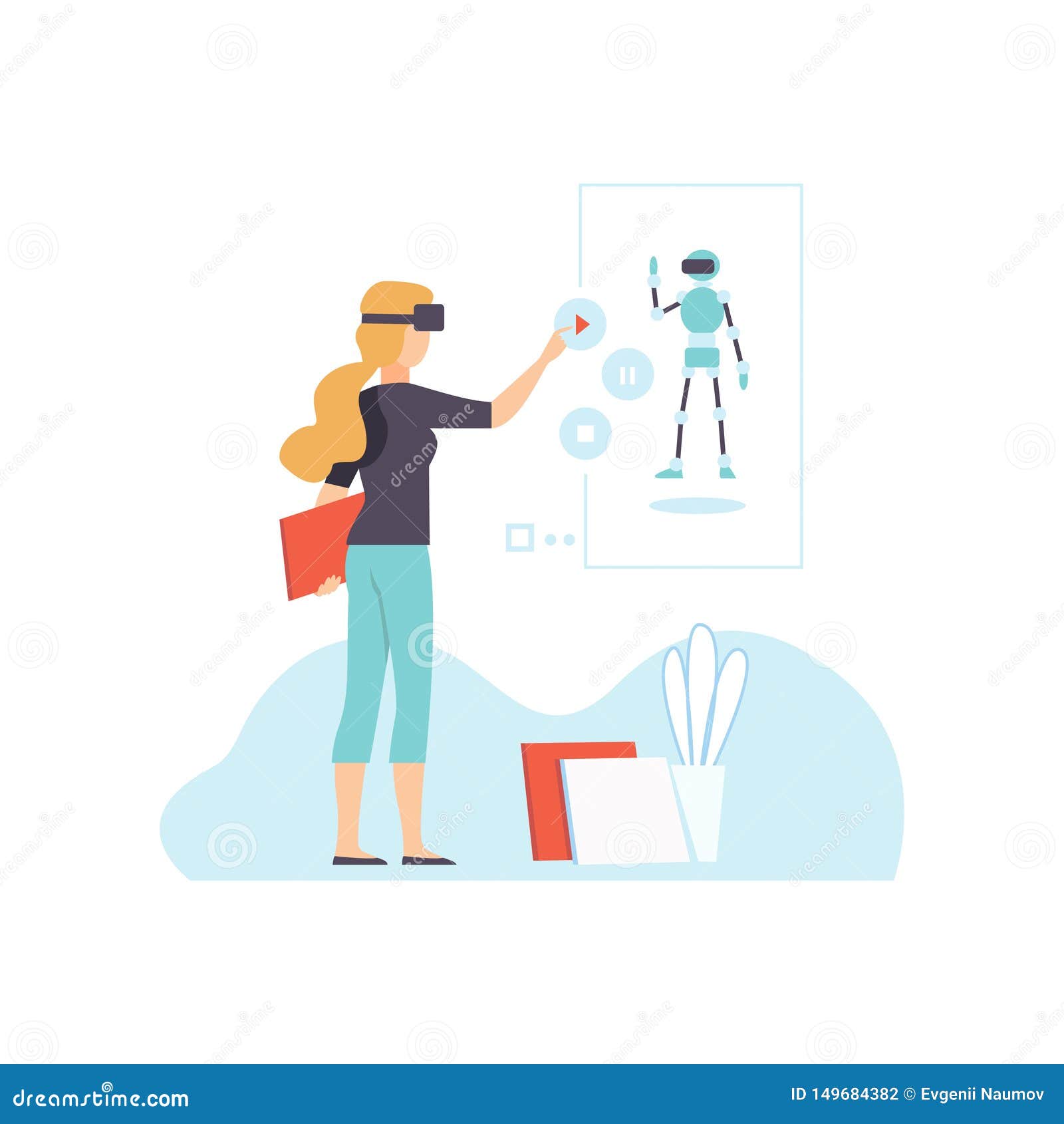 Augmented Virtual Reality Concept Illustration Cartoon Vector ... Augmented Virtual Reality Concept Illustration Cartoon Vector ...