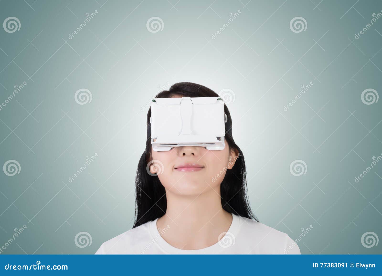 Woman with vr headset stock image. Image of device, console - 77383091