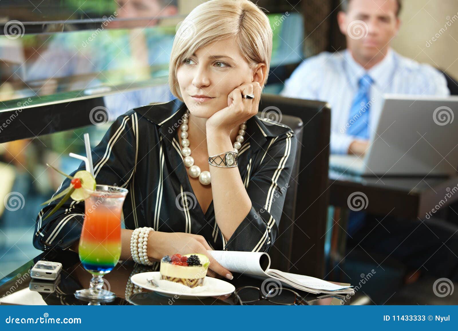 Woman waiting in cafe stock image. Image of color, design - 11433333