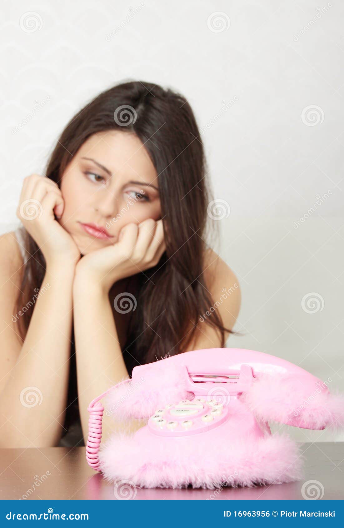 Woman waiting for call stock photo. Image of caucasian - 16963956