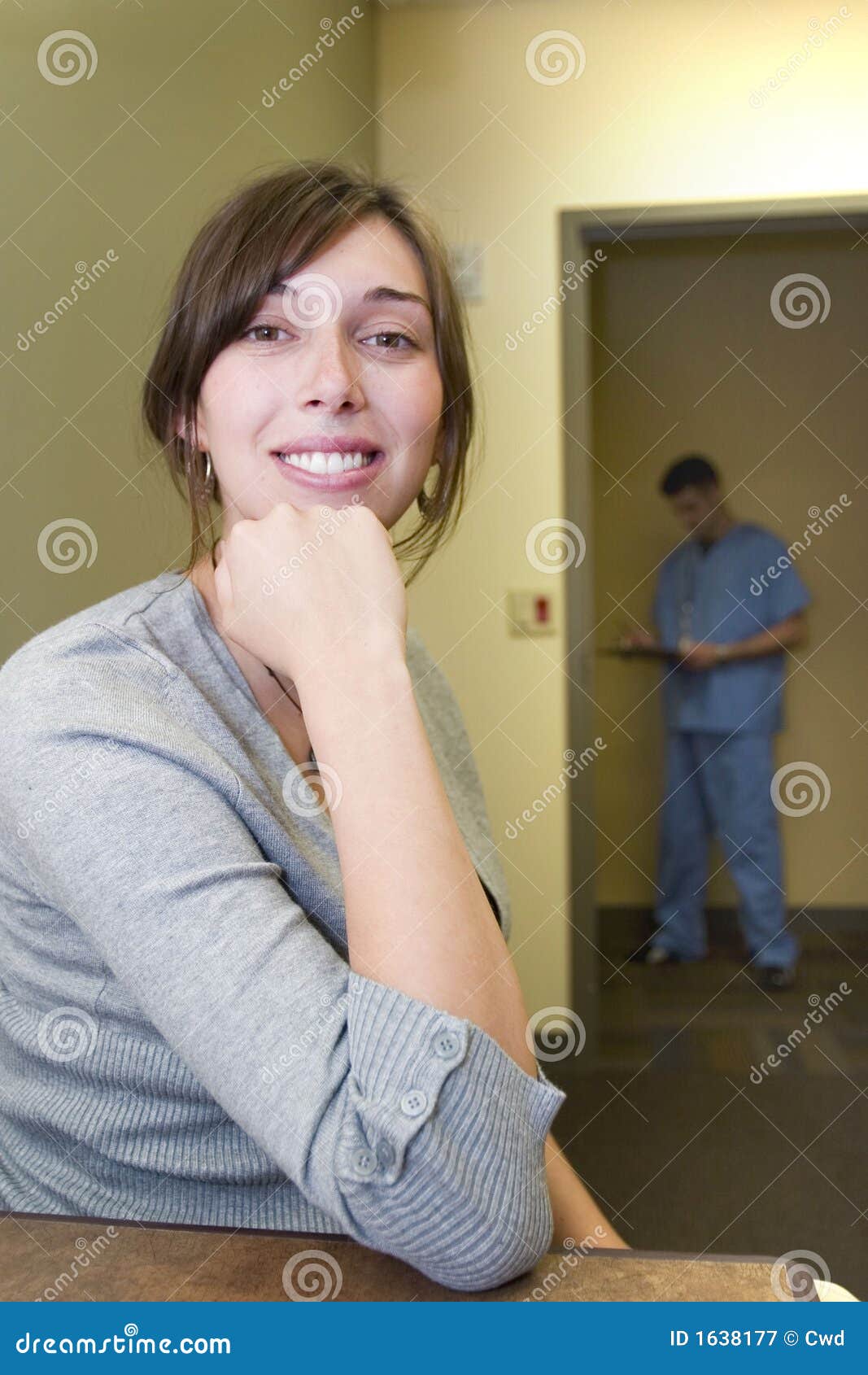 Woman waiting at clinic stock image. Image of clinic, doctor - 1638177