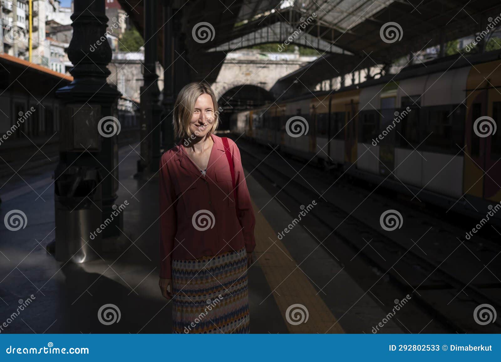 A Woman Waiting at a Railway Station. Stock Image - Image of metro ...