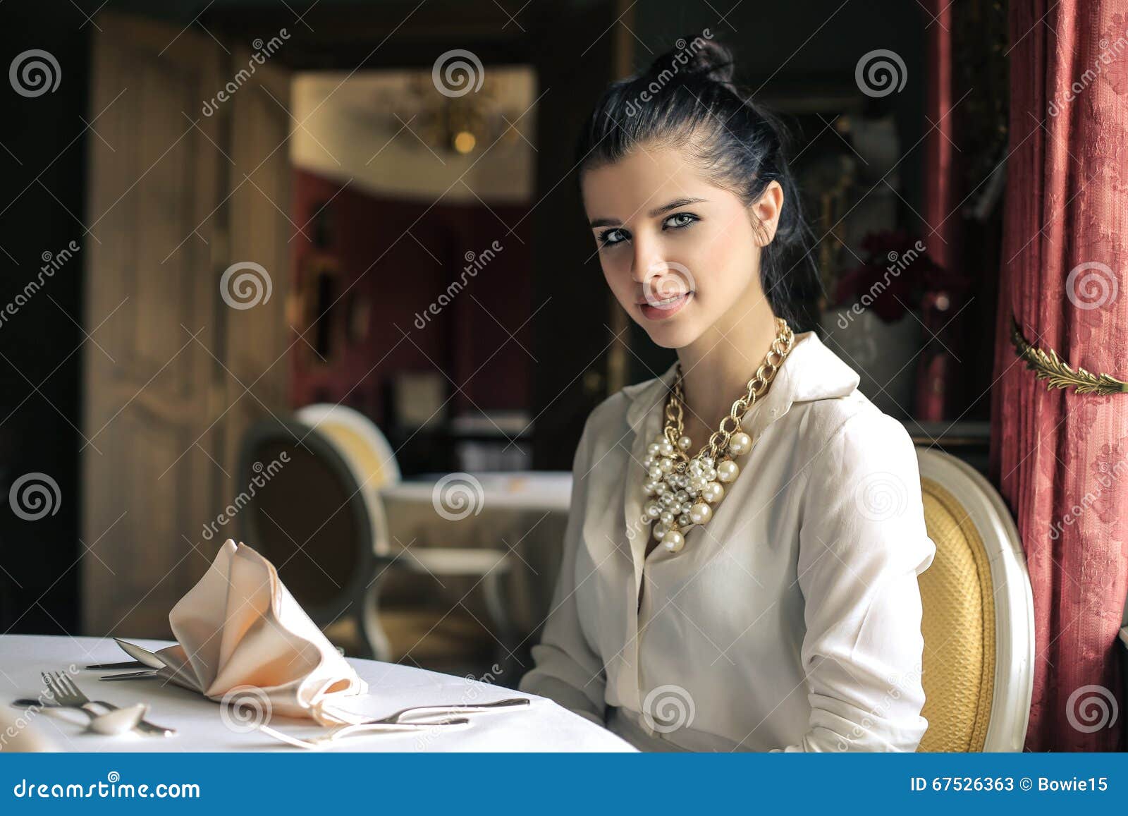 Woman Waiting in a Restaurant Stock Image - Image of detail, breakfast ...