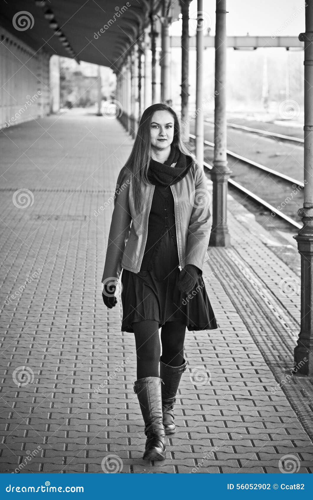 Lady Waiting For Train