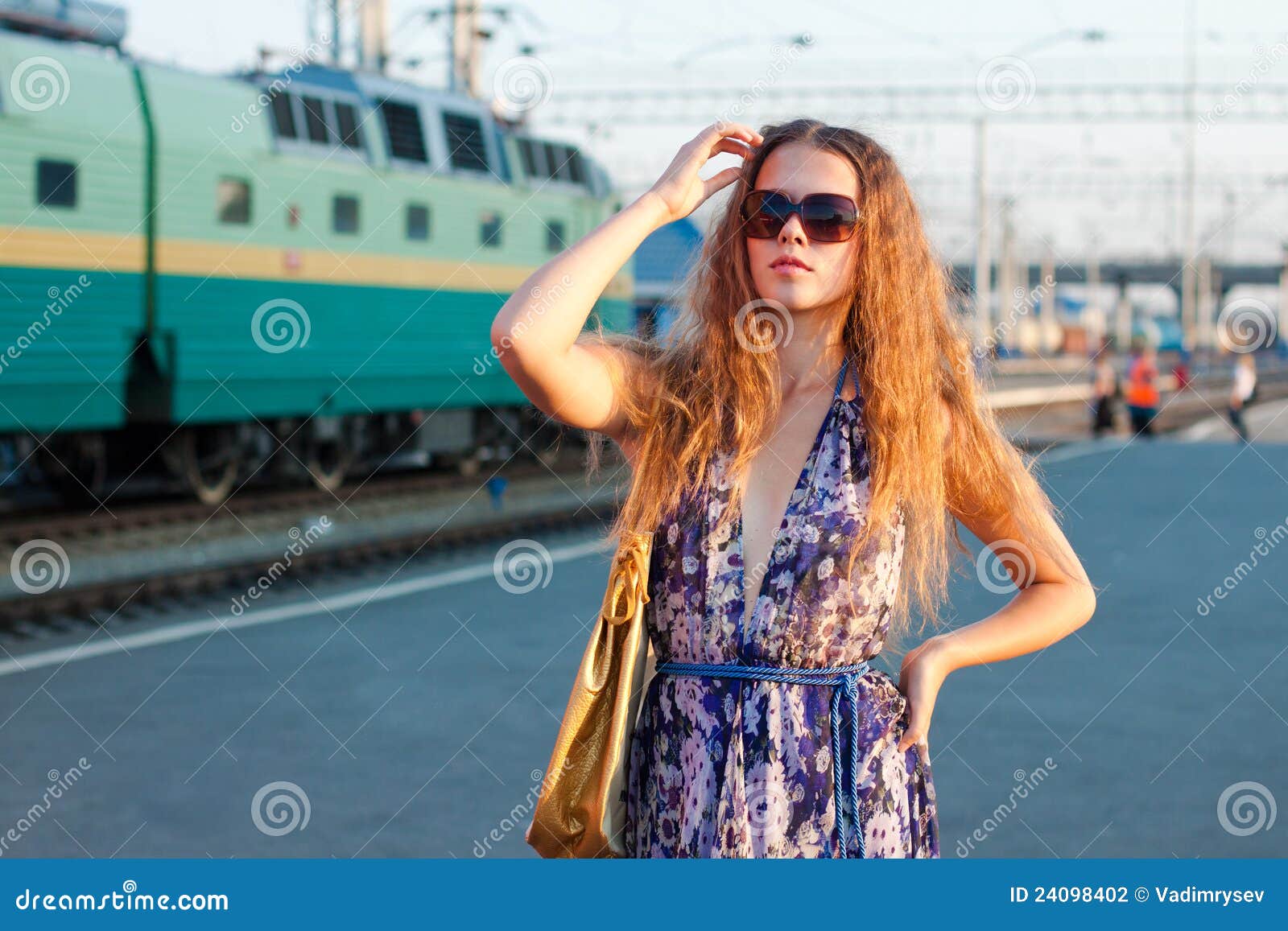 Woman Waiting Train on the Platform Stock Photo - Image of auto, hippie ...