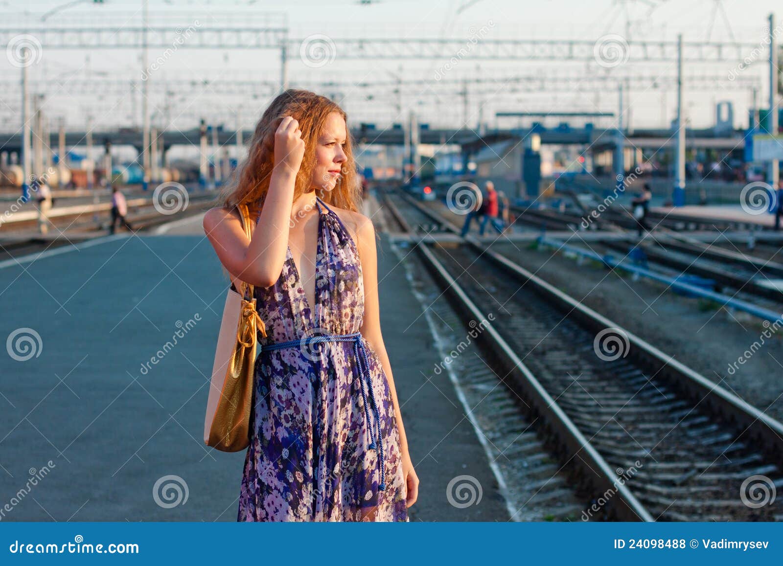 Woman Waiting Train on the Platform Stock Photo - Image of light ...