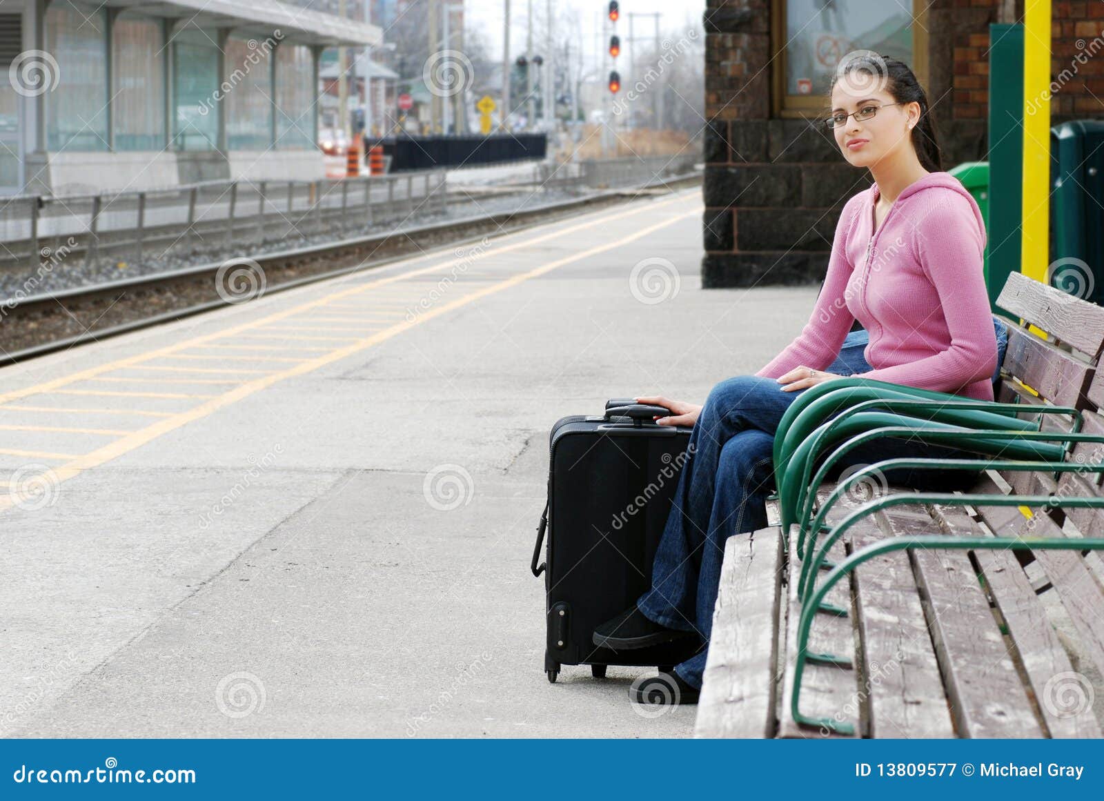 Woman Waiting at the Train Station Stock Image - Image of platform ...