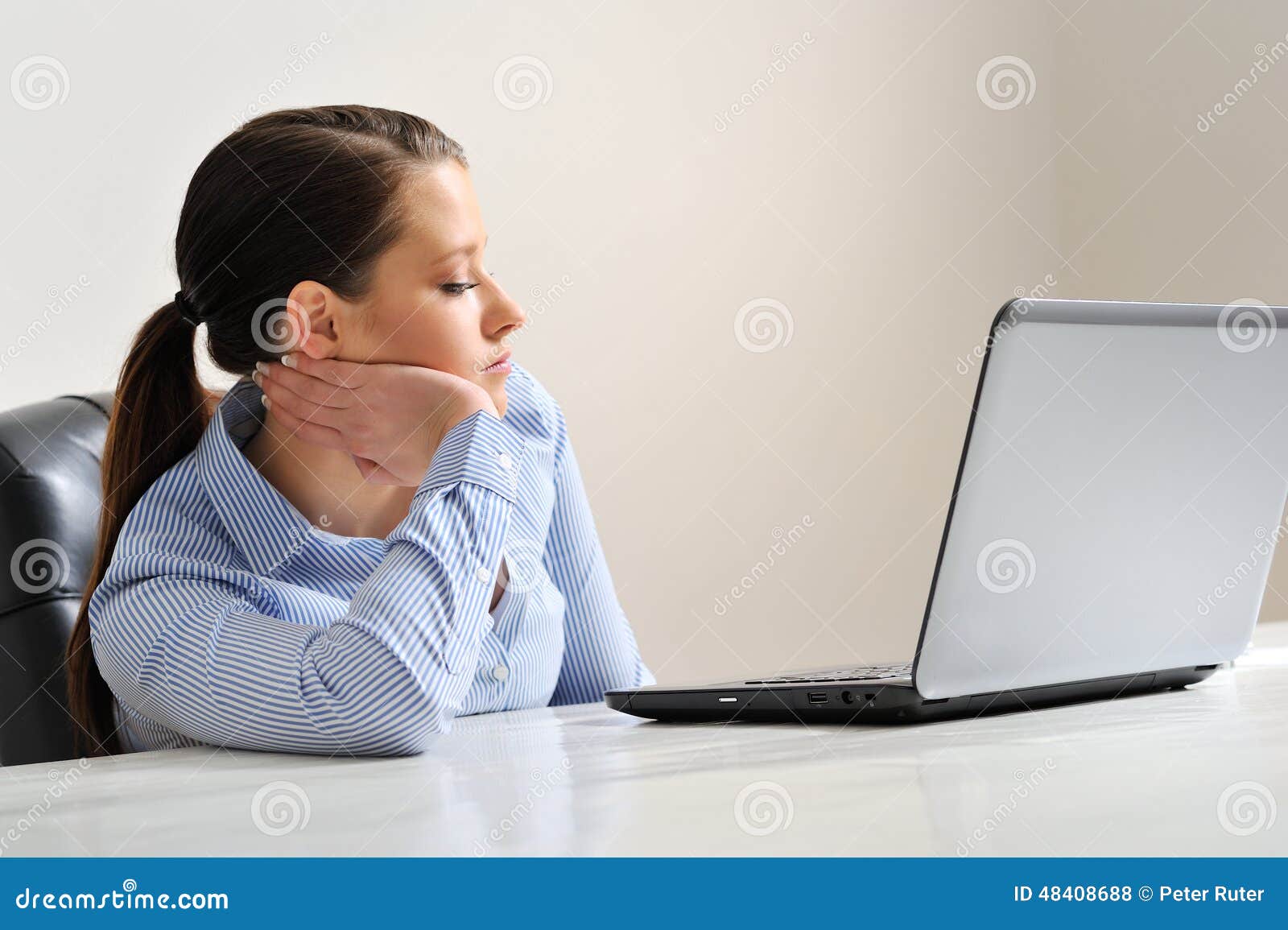 Woman waiting for work stock photo. Image of eyes, boring - 48408688