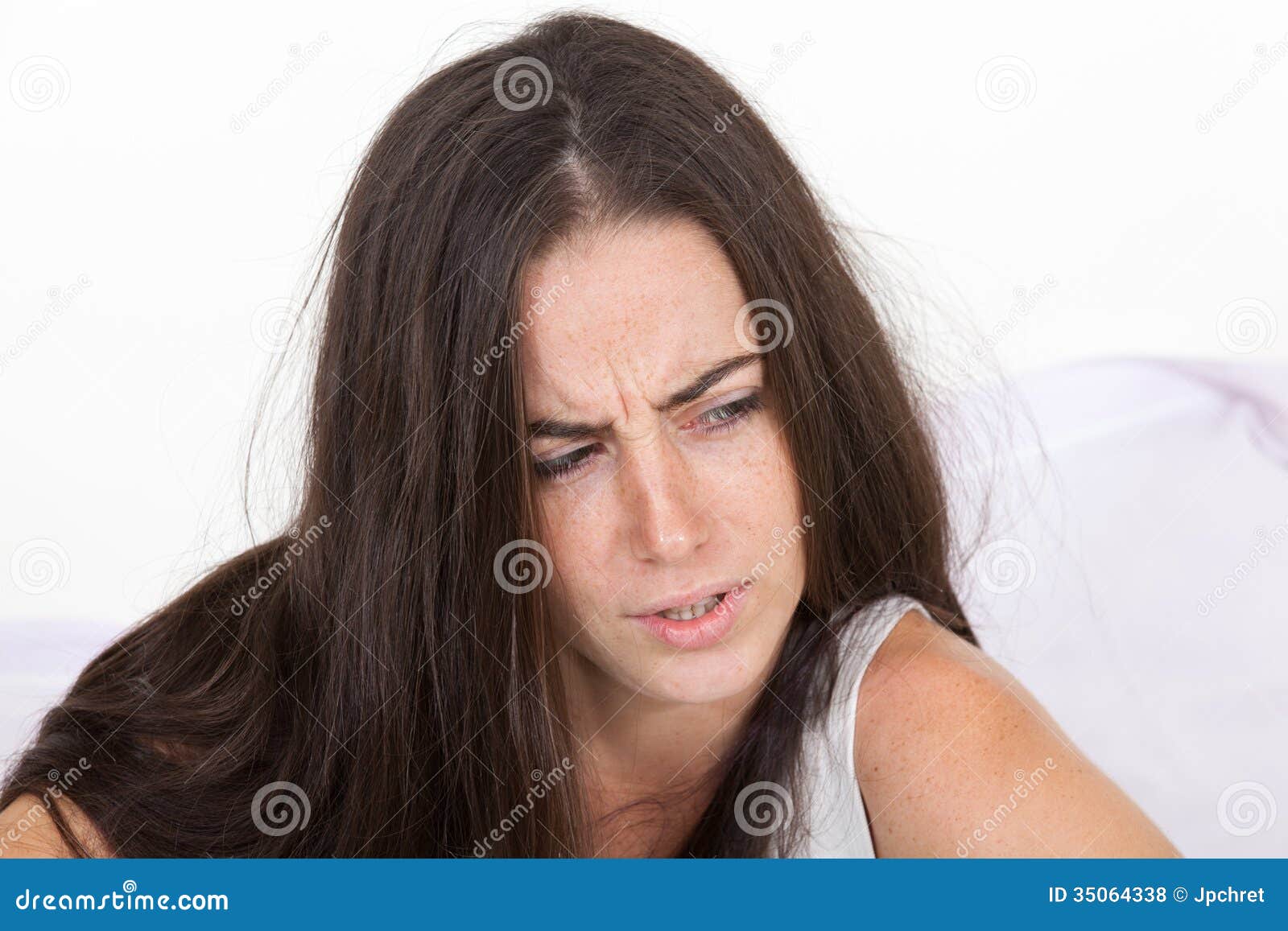 Woman Wakes Up with a Sore Head Stock Photo - Image of care, problem ...