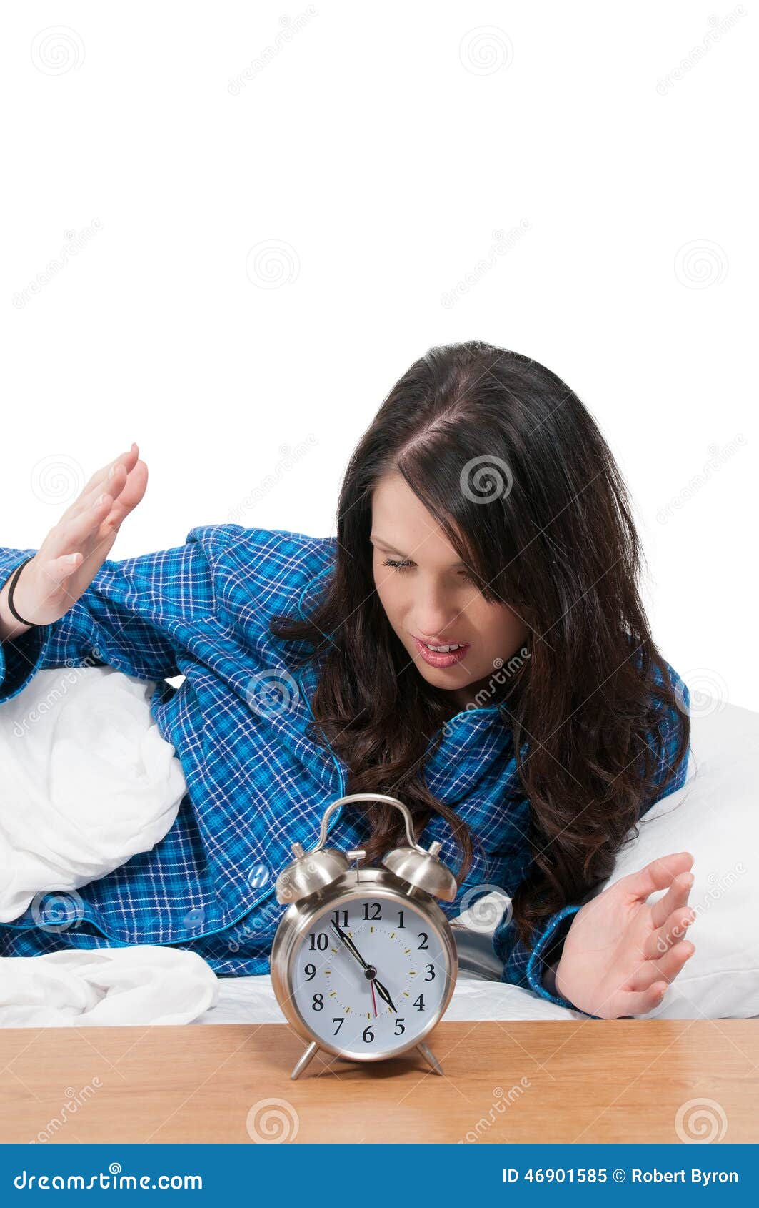 Woman waking up stock image. Image of awakening, clock - 46901585