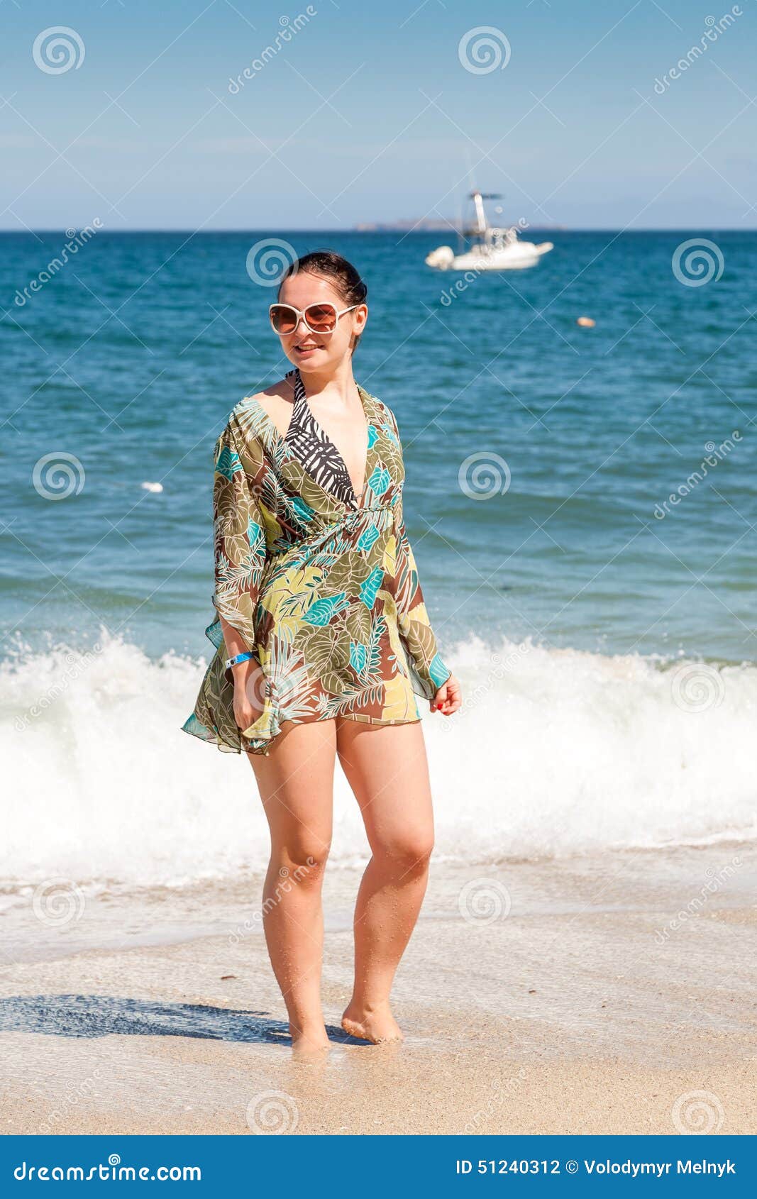 Woman Walking Away on the Beach Stock Photo - Image of recreation ...