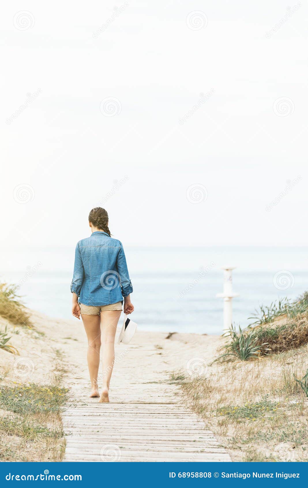 Woman Walking Away on the Idylic Beach. Stock Photo - Image of ...