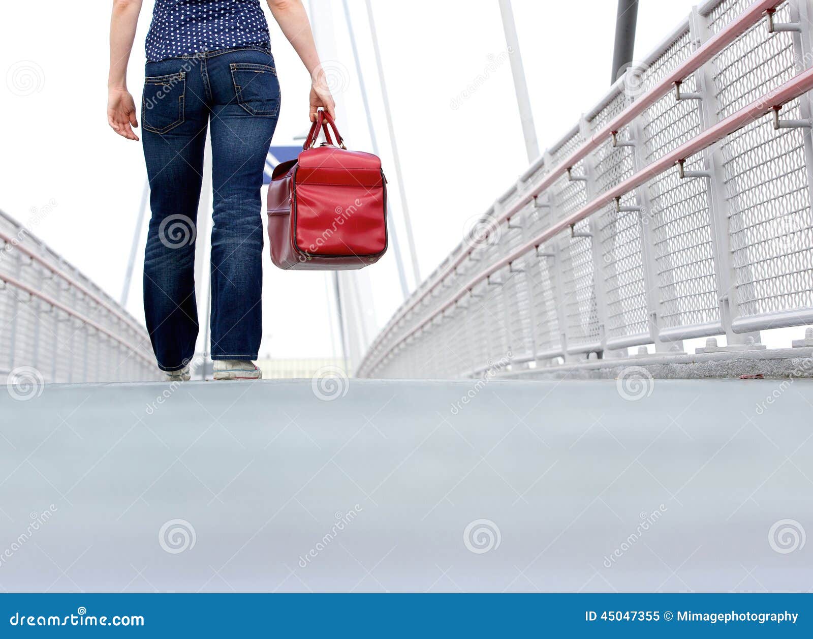 Woman Walking with Bag Outdoors Stock Image - Image of body, person ...