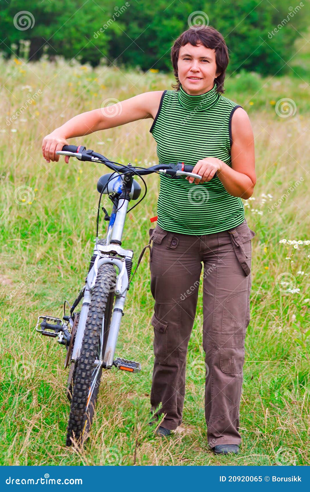 The Woman Walking on a Bike Stock Image - Image of adult, lifestyles ...