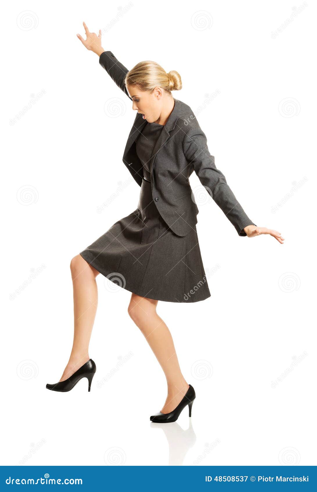 Woman walking carefully stock image. Image of care, face - 48508537