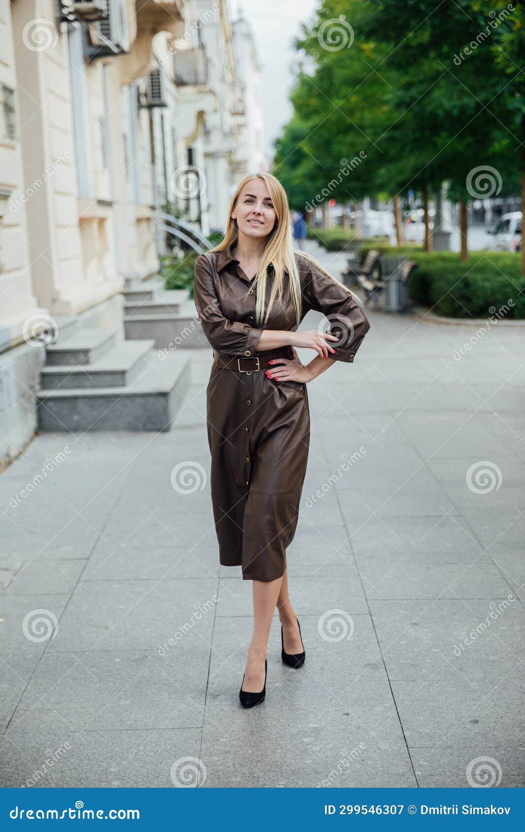 Beautiful Woman Walking Down the Street for a Walk Stock Image - Image ...