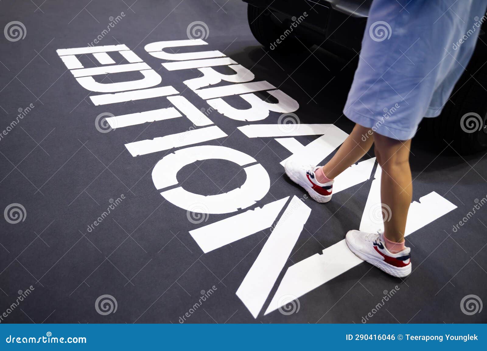 Woman Walking on the Floor with Text Urban Edition Stock Photo - Image ...