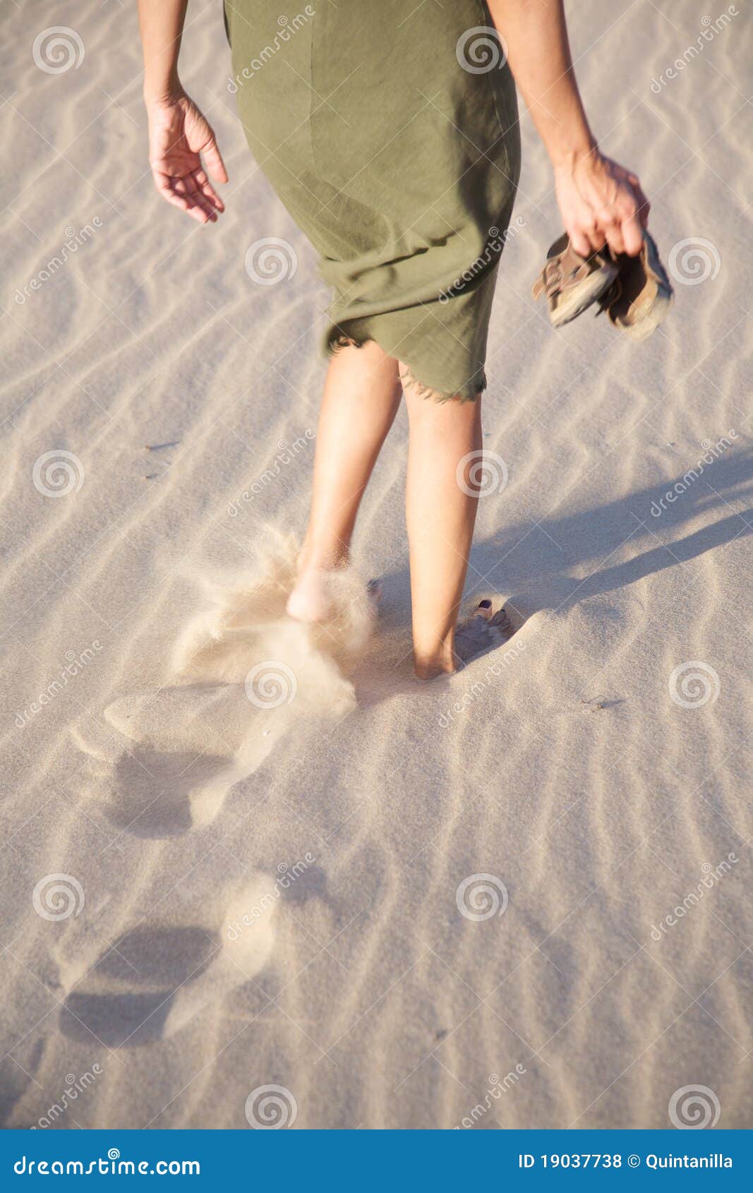 Woman Walking and Footprints Stock Photo - Image of cadiz, nature: 19037738