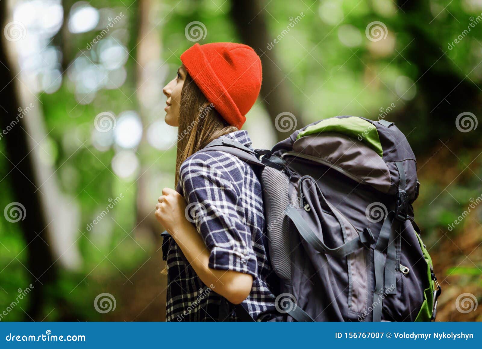 Woman Walking in the Forest Stock Image - Image of nature, female ...