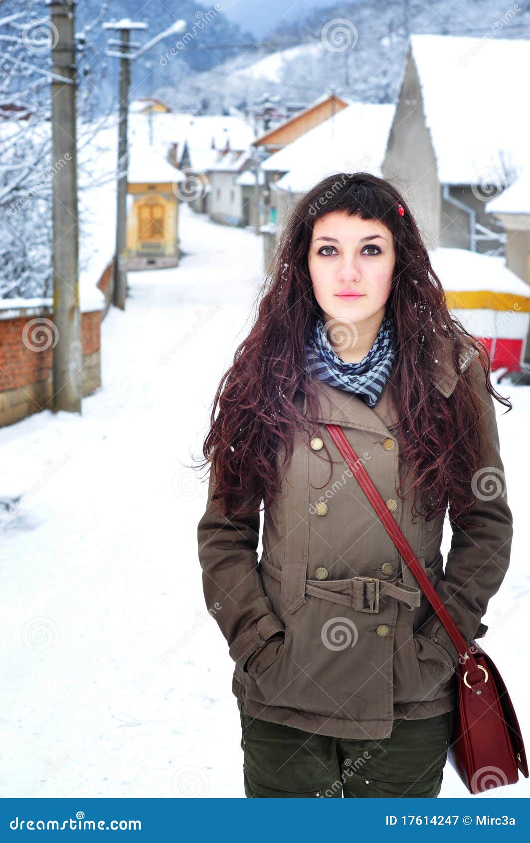 Woman Walking Outside in Winter Time Stock Image - Image of snow ...