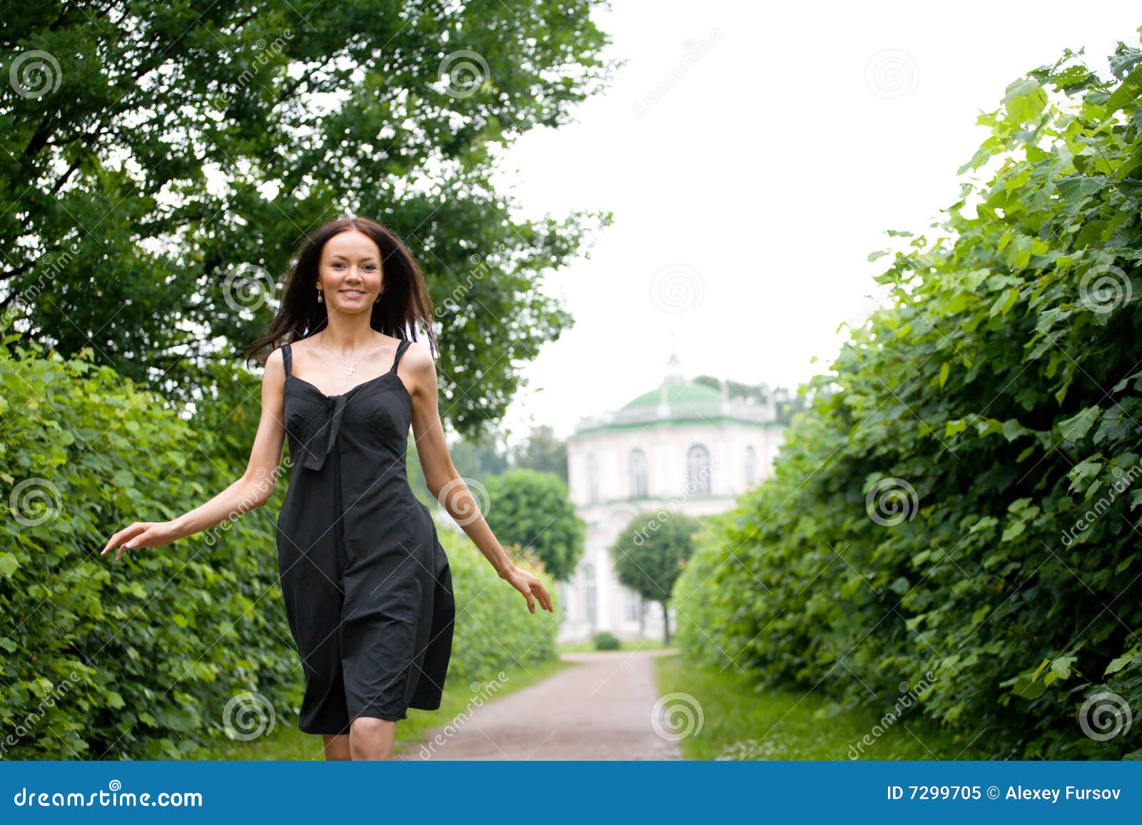 Woman walking in park stock image. Image of brunette, stylish - 7299705