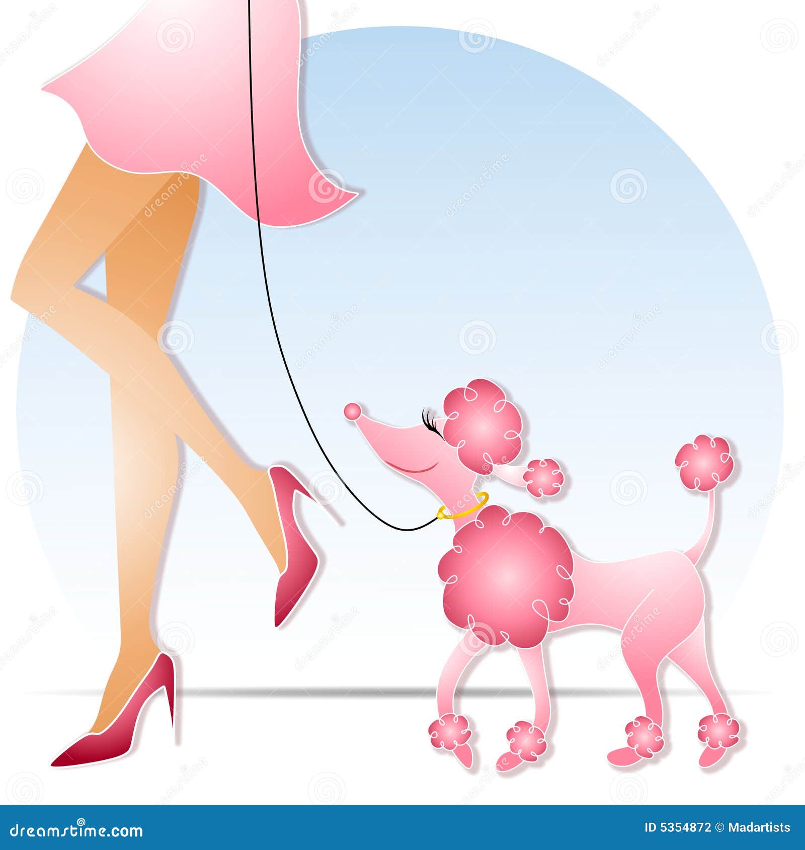 Woman Walking With Her Poodle Dog Silhouette Vector Illustration ...