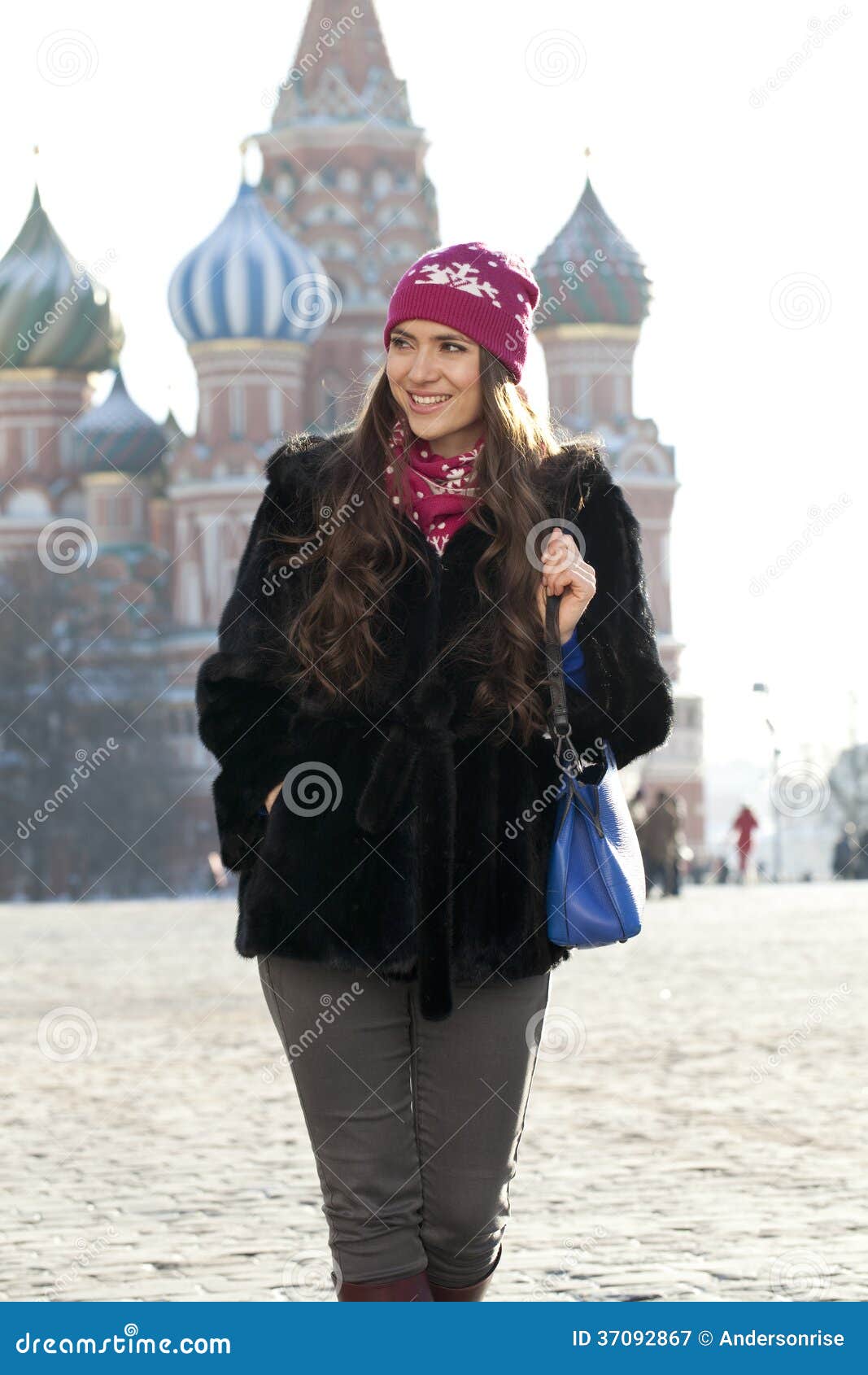 Woman Walking on the Red Square in Moscow Stock Image - Image of ...