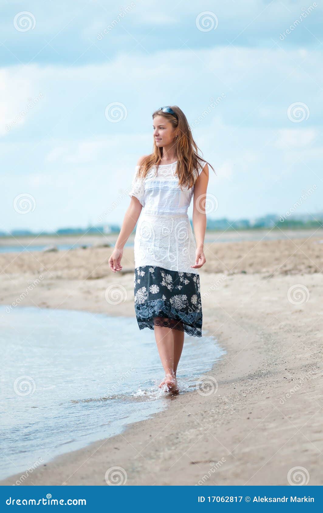 Woman Walking on Sand Beach Stock Image - Image of attractive, freedom ...