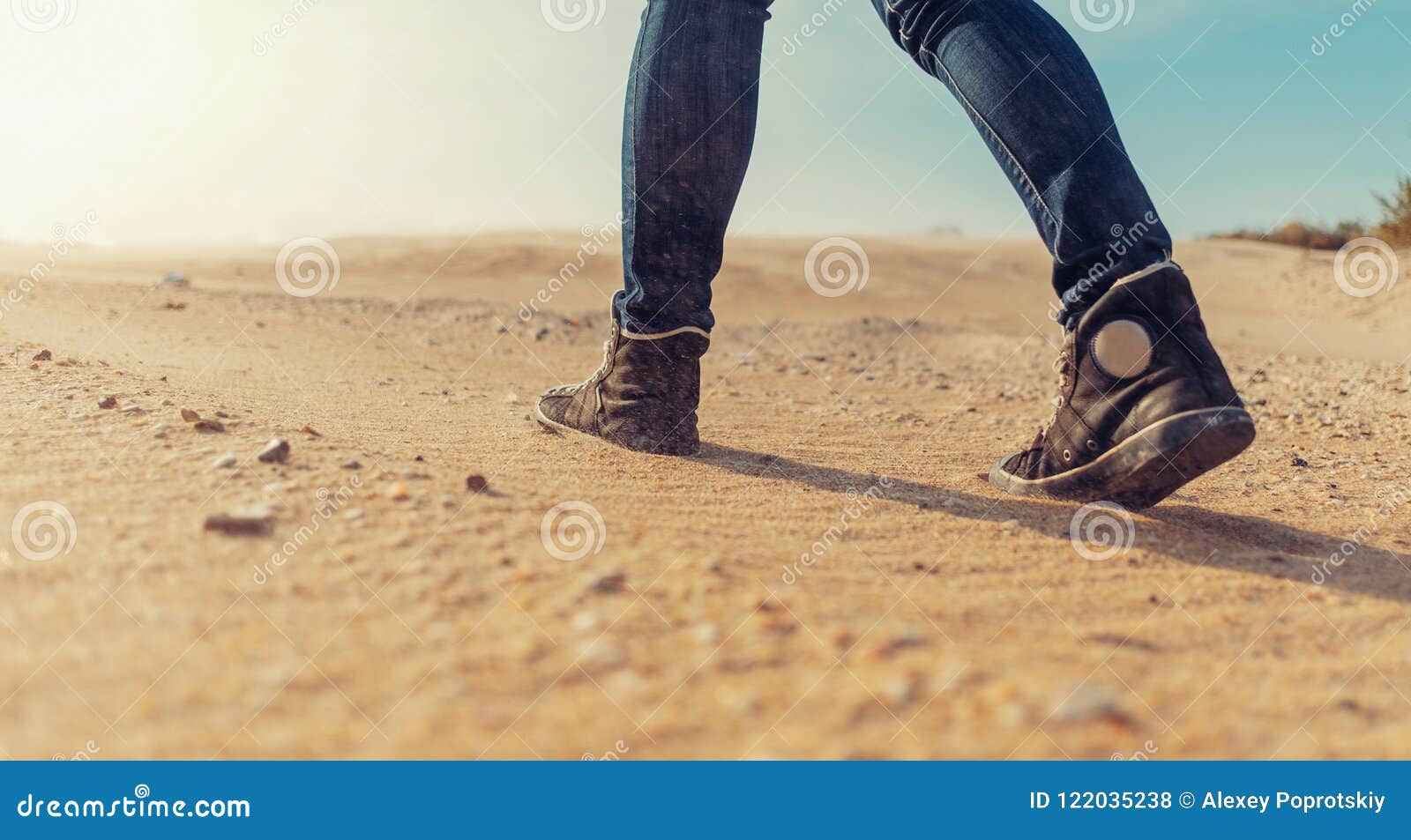Woman walking on sand. stock photo. Image of people - 122035238
