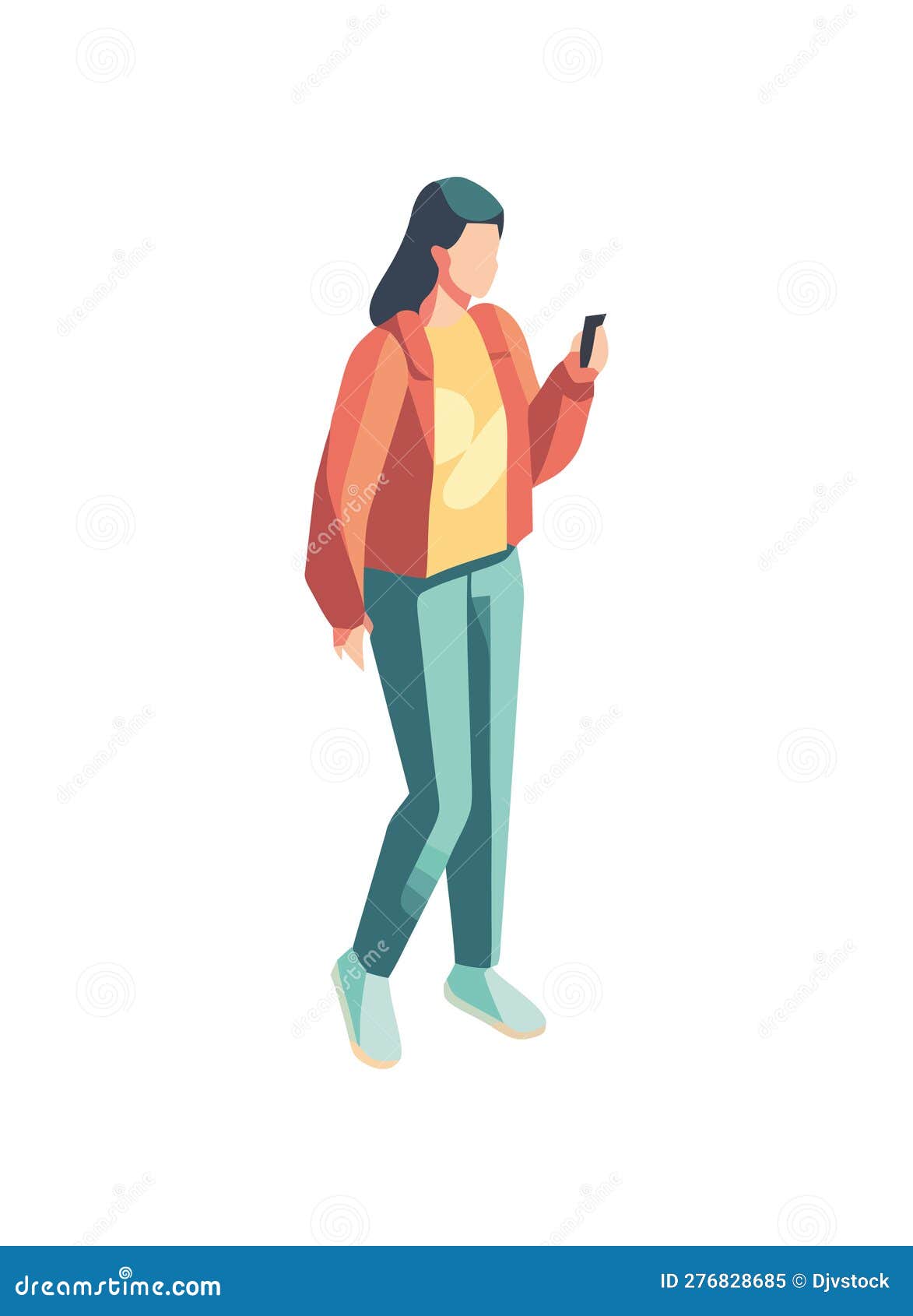 Woman Walking with Smart Phone, Vector Illustration Stock Vector ...