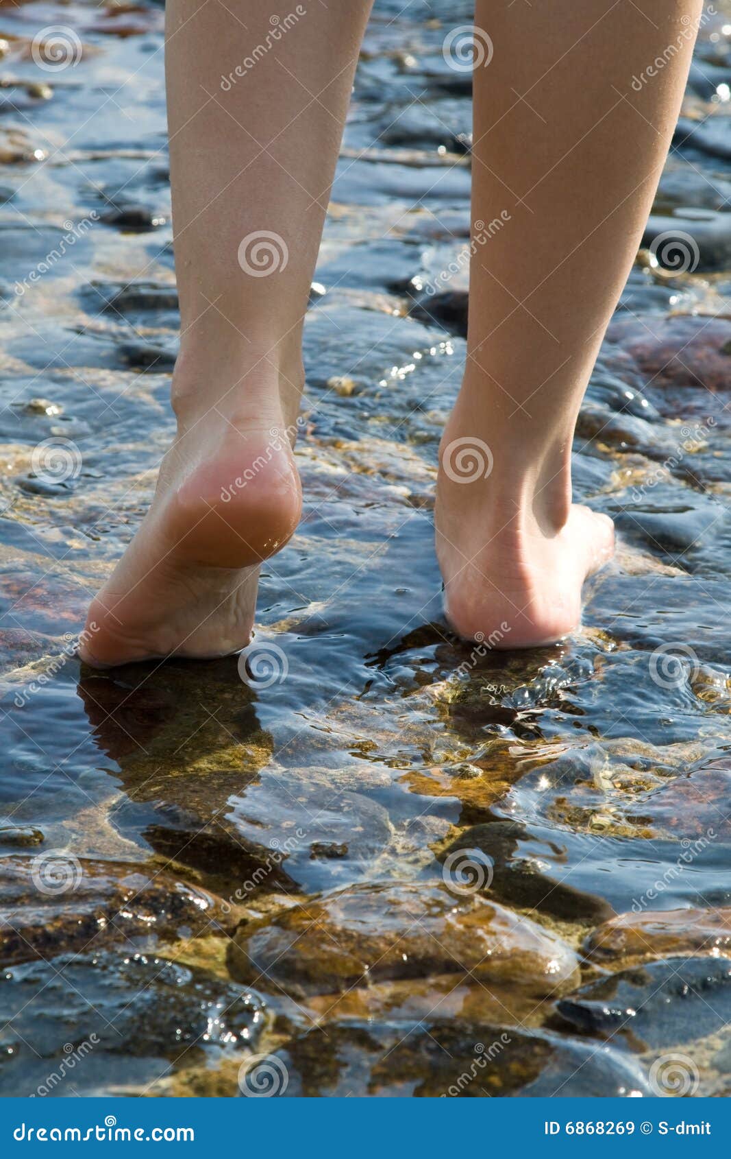Woman Walking on the Stones Stock Image - Image of scene, nature: 6868269