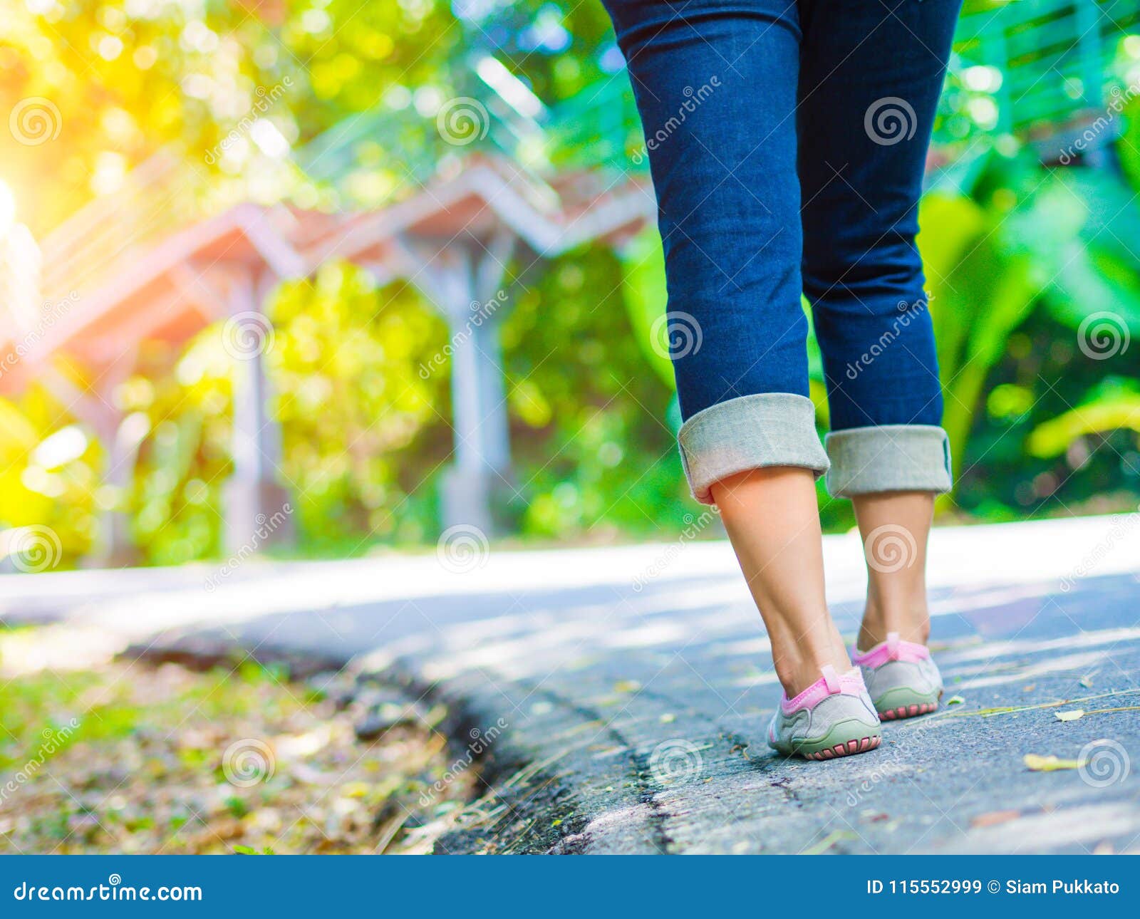 Woman Walking Towards on the Road Side. Step Concept Stock Image ...