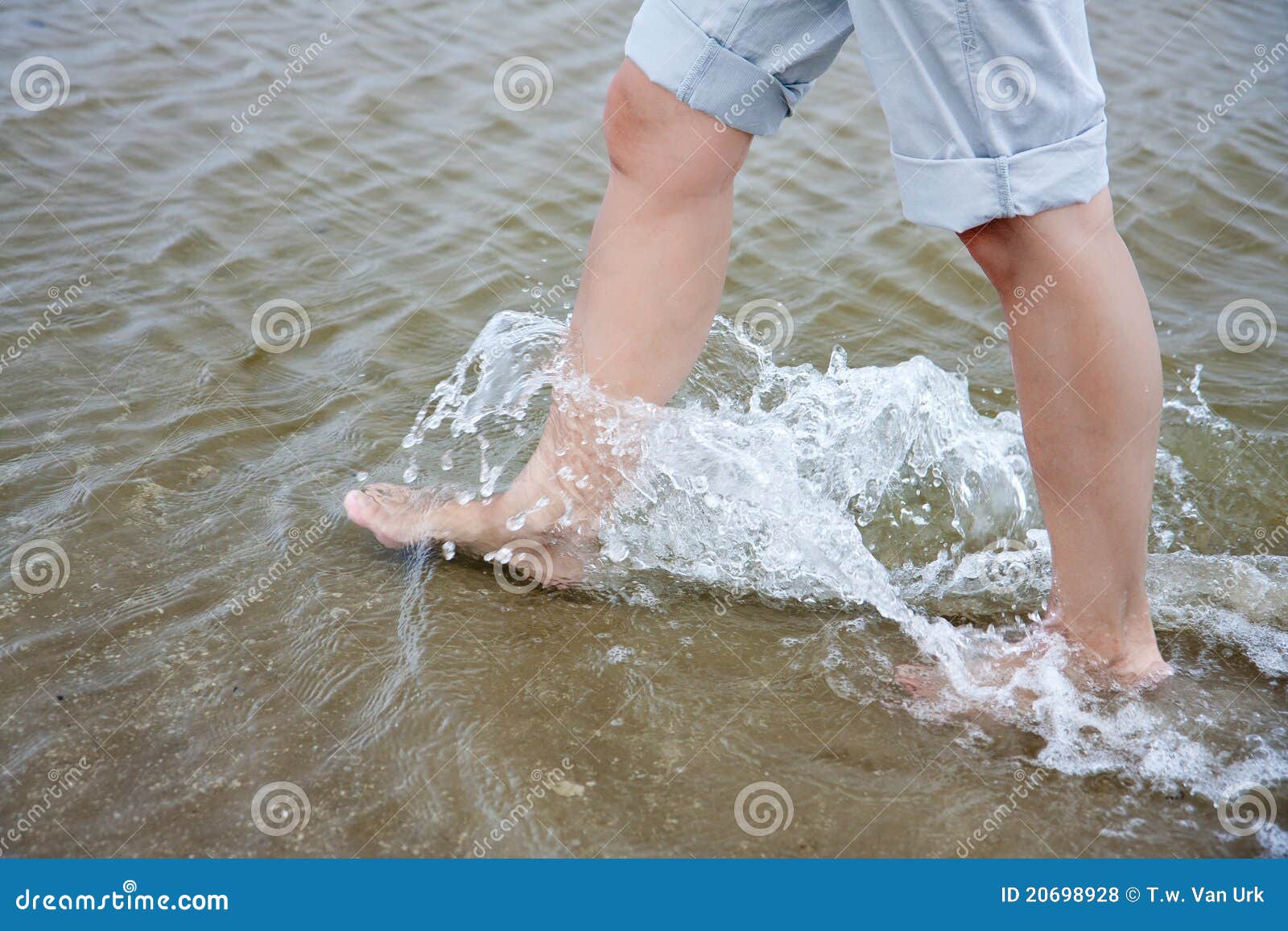 Woman Walking through the Water Stock Photo - Image of relaxation, cool ...