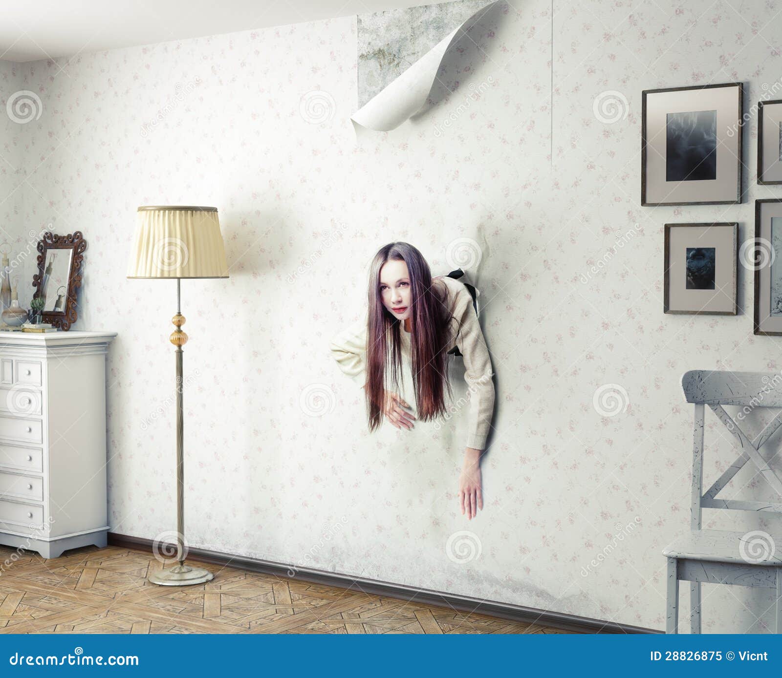 Woman and the wall stock image. Image of discovery, eyes - 28826875