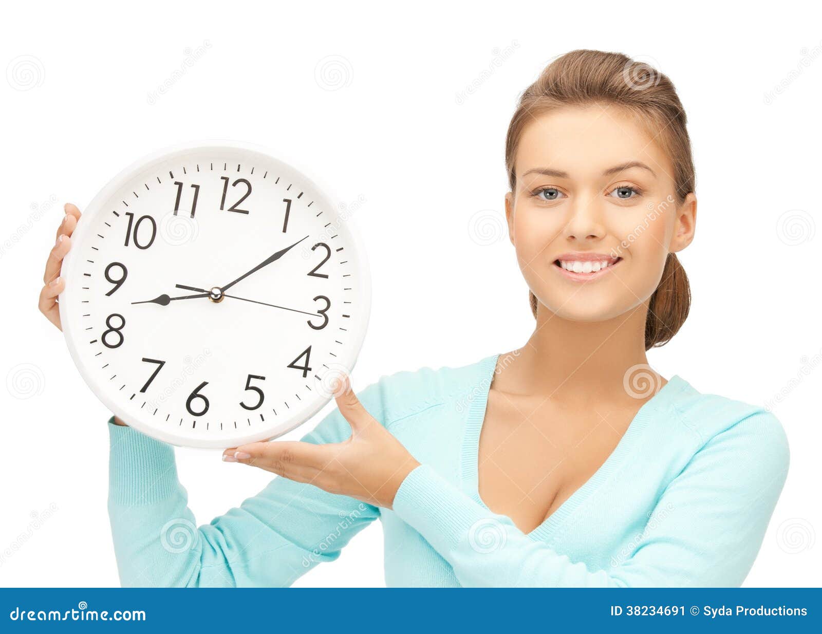 Woman with wall clock stock image. Image of running, attractive - 38234691
