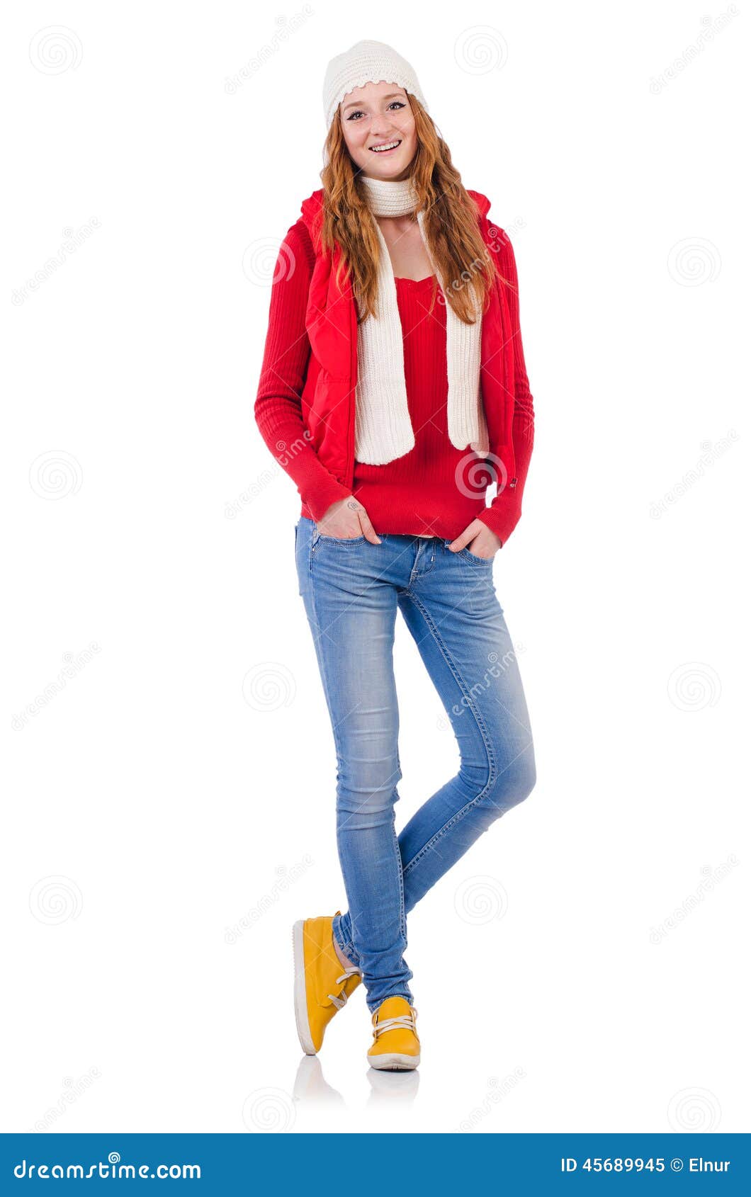 Woman in Warm Clothing Isolated Stock Image - Image of excited ...