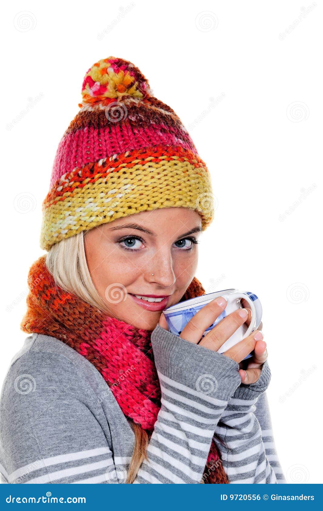 Woman with a Warm Hood with Hot Tea Stock Photo - Image of clothing ...