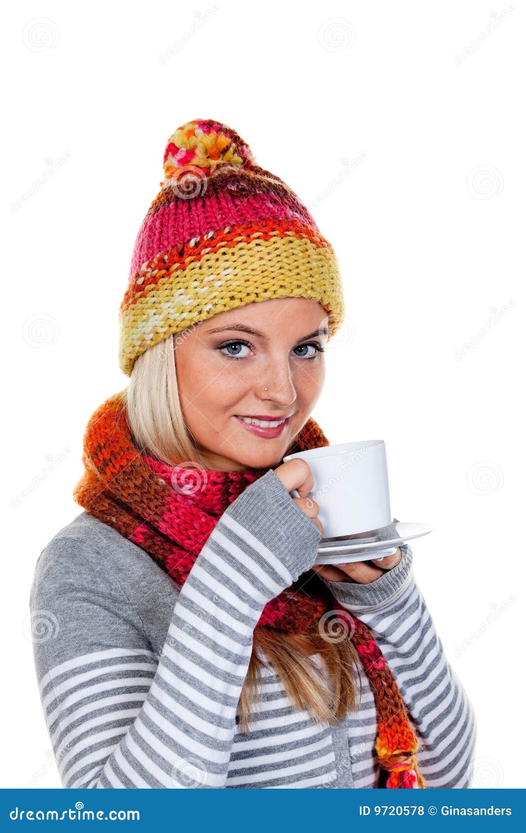Woman with a Warm Hood with Hot Tea Stock Photo - Image of health, hats ...